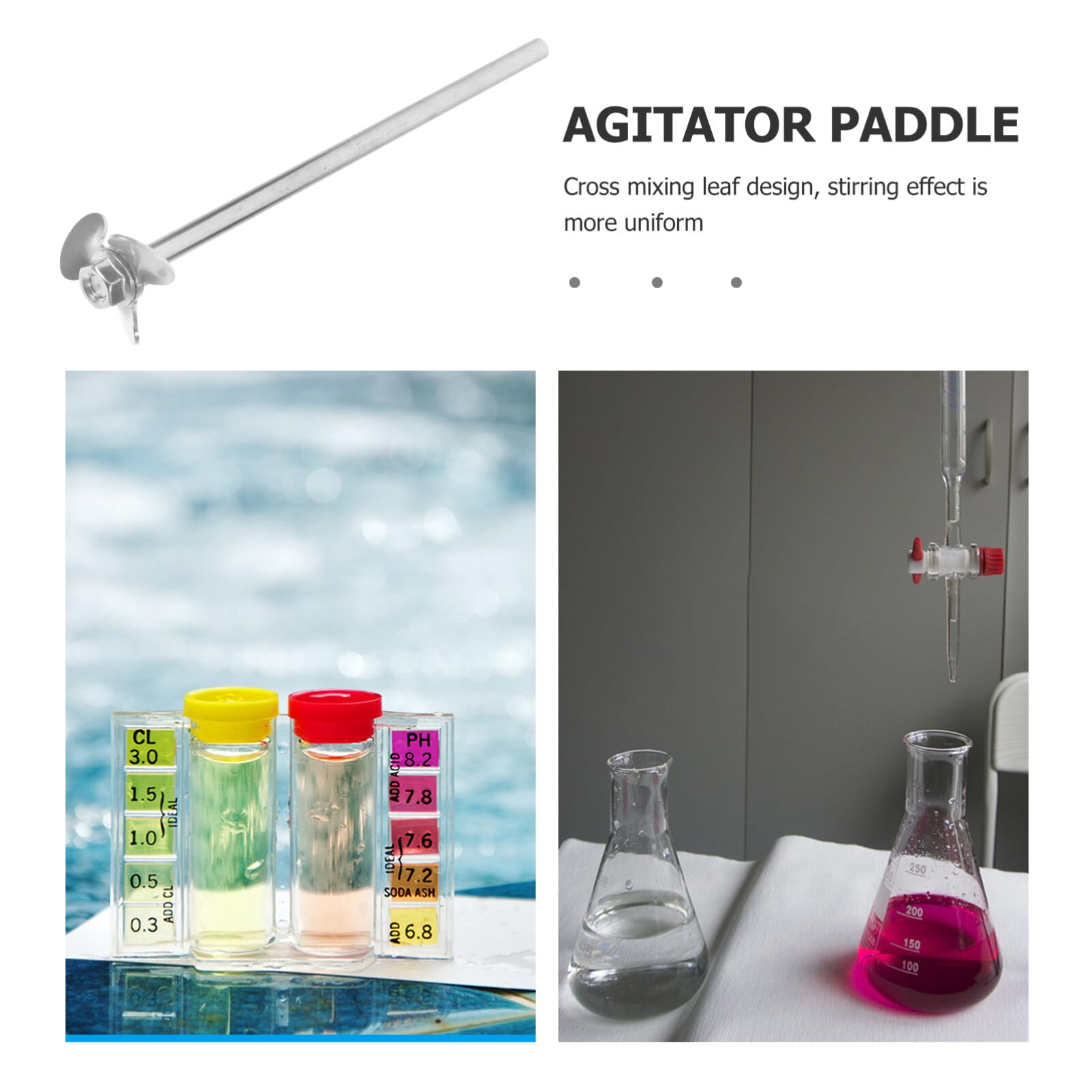 iplusmile 1 Set Three Blade Stirring Rod Stirring Bar Electric Overhead Stirring Rod Anchor Paddle Mixer Shaft Rod Stainless Steel Stirrer for Lab Industrial Mixing