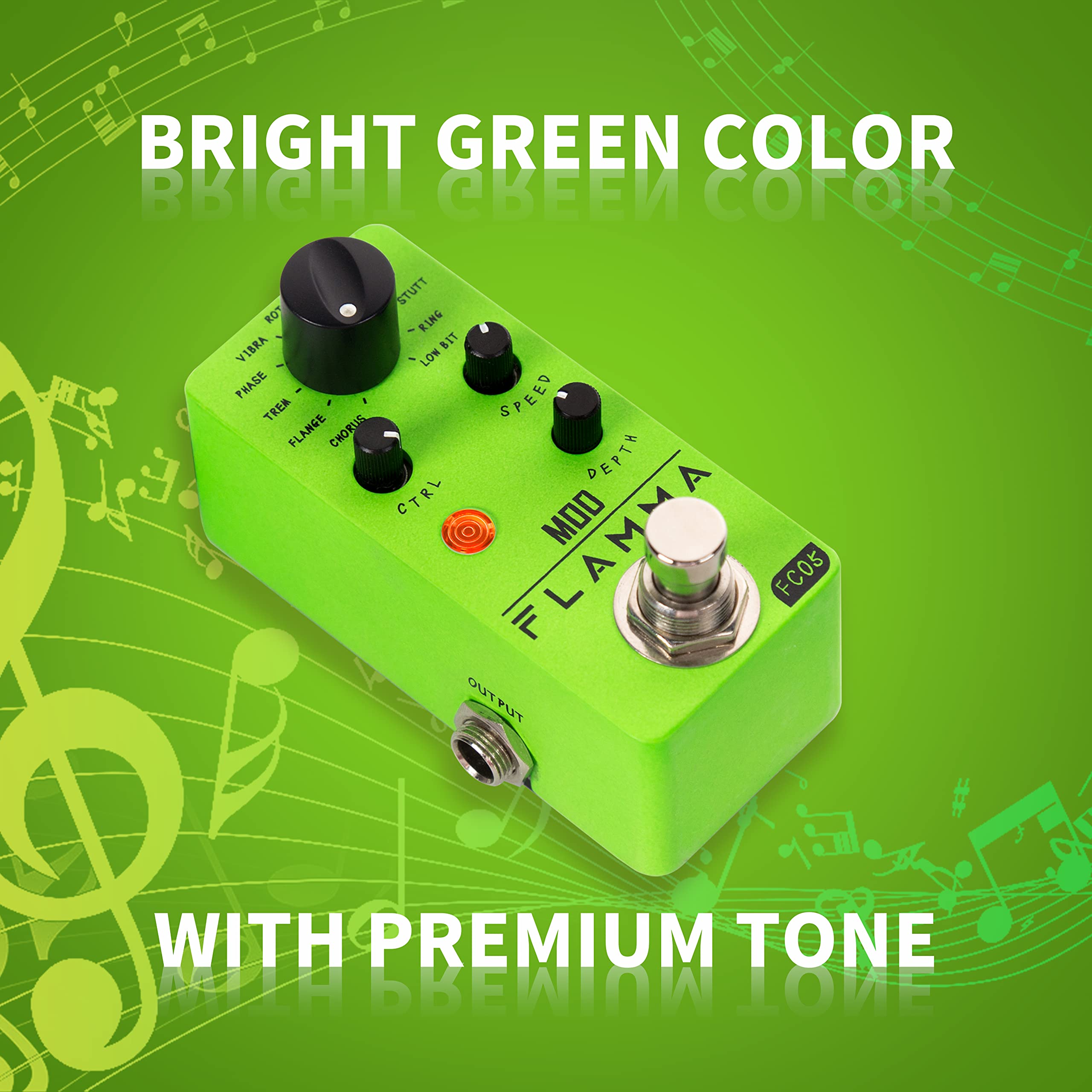 FLAMMA FC05 Mini Modulation Pedal with Chorus Flanger Tremolo Phaser Vibrato Rotary Liquid Autowah Stutter Ring LowBit