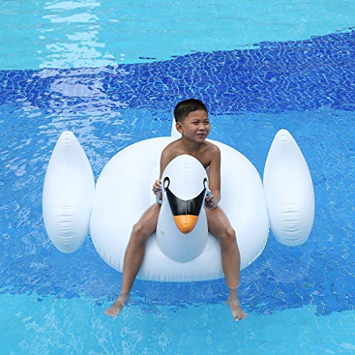 Toxz Giant Swan Inflatable Ride-On Swimming Ring,Suitable for Children and Adults,Built-in Handles,Safety Material,59" X 59" X 39.3"(Ship from US!)