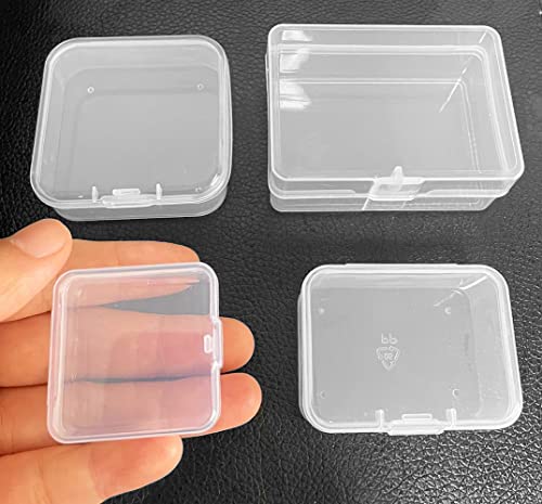 Pcxino 40 Pack 4 Size Small Clear Storage Box,Clear Plastic Beads Storage Containers Box with Hinged Lid for Small Items and Craft Projects