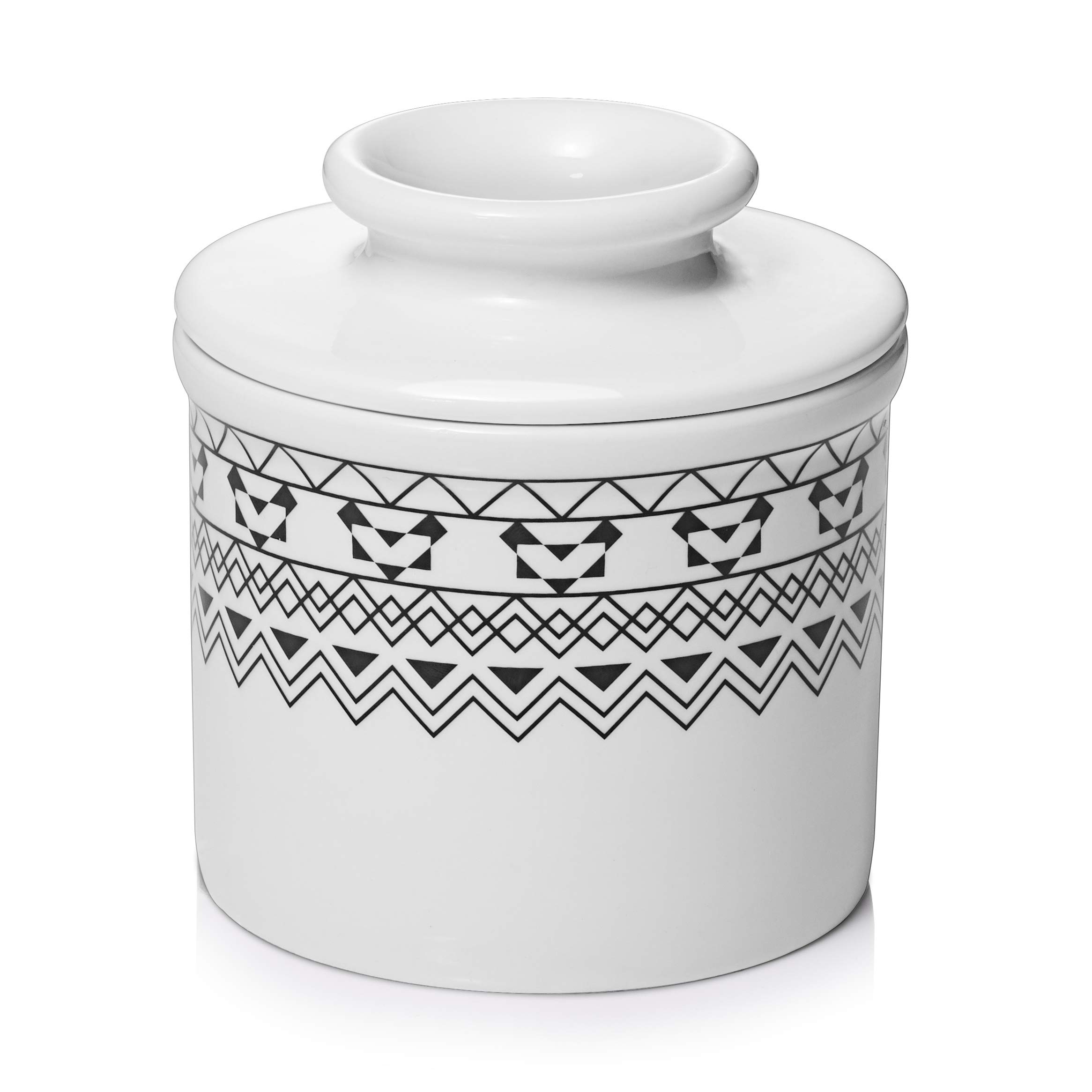 Dowan Butter Crock, Butter Keeper Crock, Keep Butter Soft & Fresh, Butter Crock with Water Line, Dishwasher Safe, French Butter Dish with Flat Lid for Serving, Modern Bohemian Design,unique thanksgivi