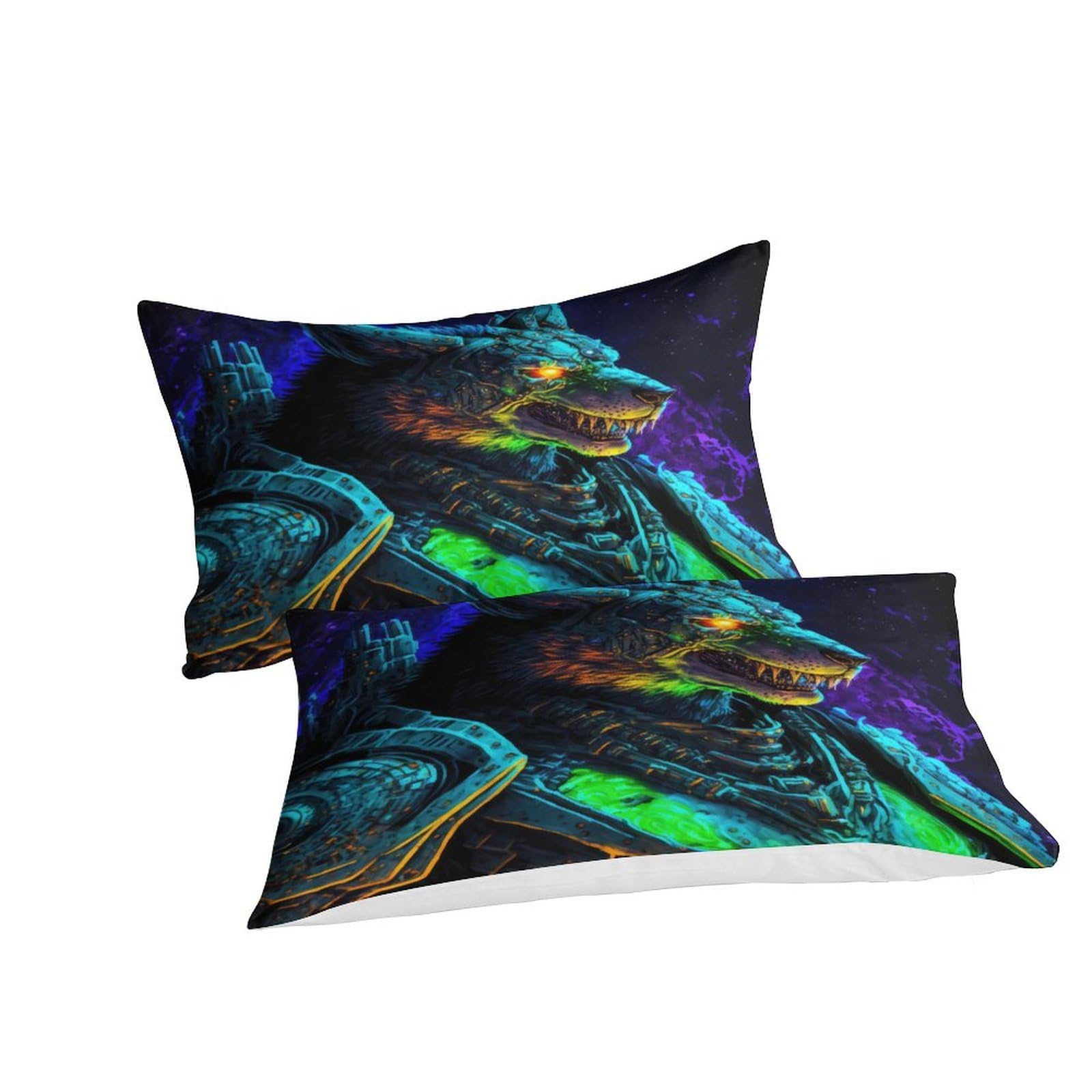 Cosmic Space Wolves Bedding Set Comforter Covers 3D Printed Quilt Cover Duvet Cover with Pillowcases for Childrens and Adults 3 Pieces Microfiber with Zipper Closure Queen(228x228cm)