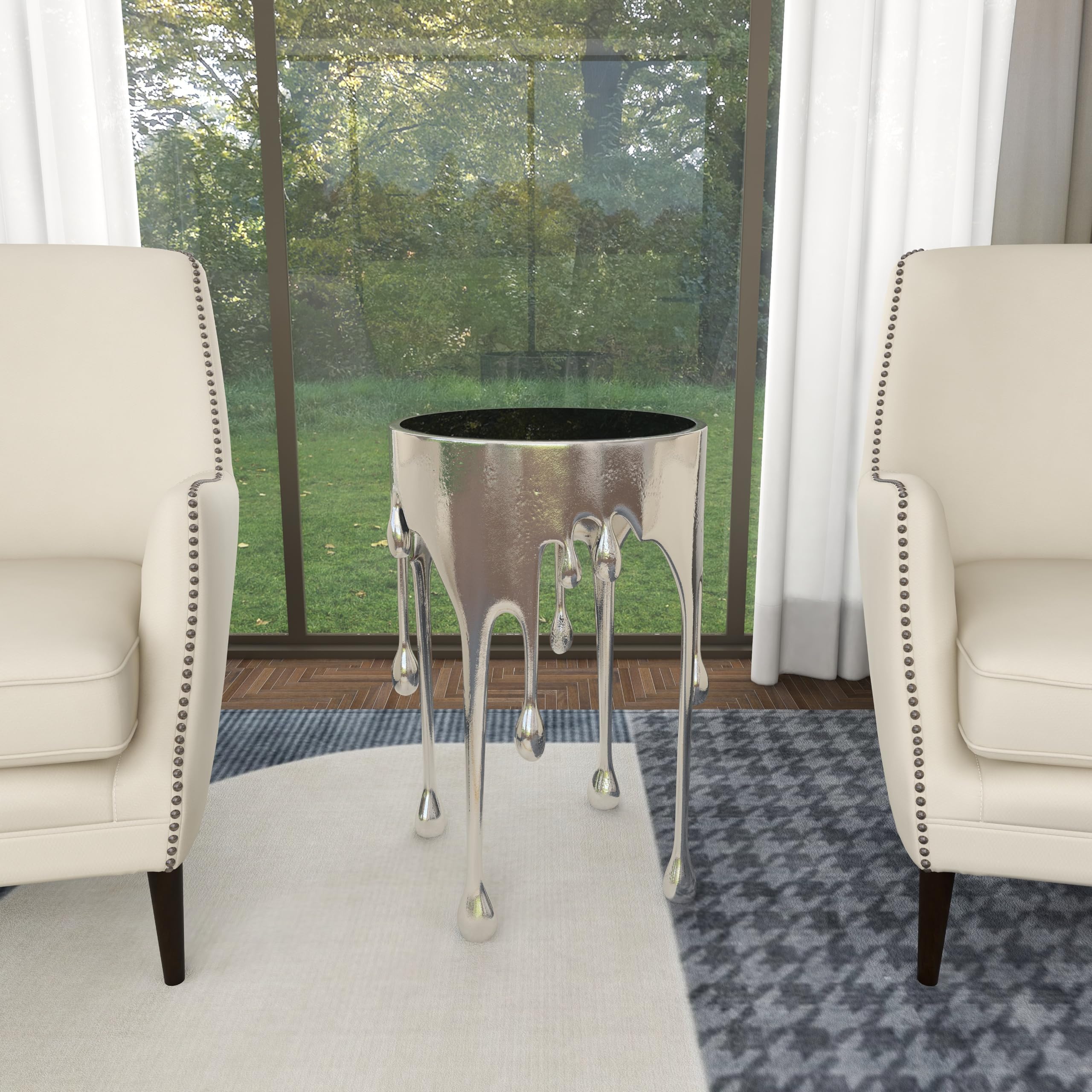 Deco 79 Contemporary Aluminum Accent, Side Table 16" x 16" x 25", Silver