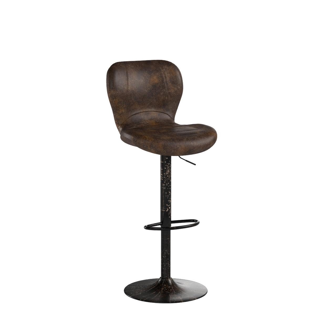 COSTWAY Bar Stools Set of 2, Adjustable Swivel Barstools with Back, Hot-stamping Cloth and Chrome Footrest, Barstools Bar Height Chairs for Kitchen Dining Living Bistro Pub, Retro Brown