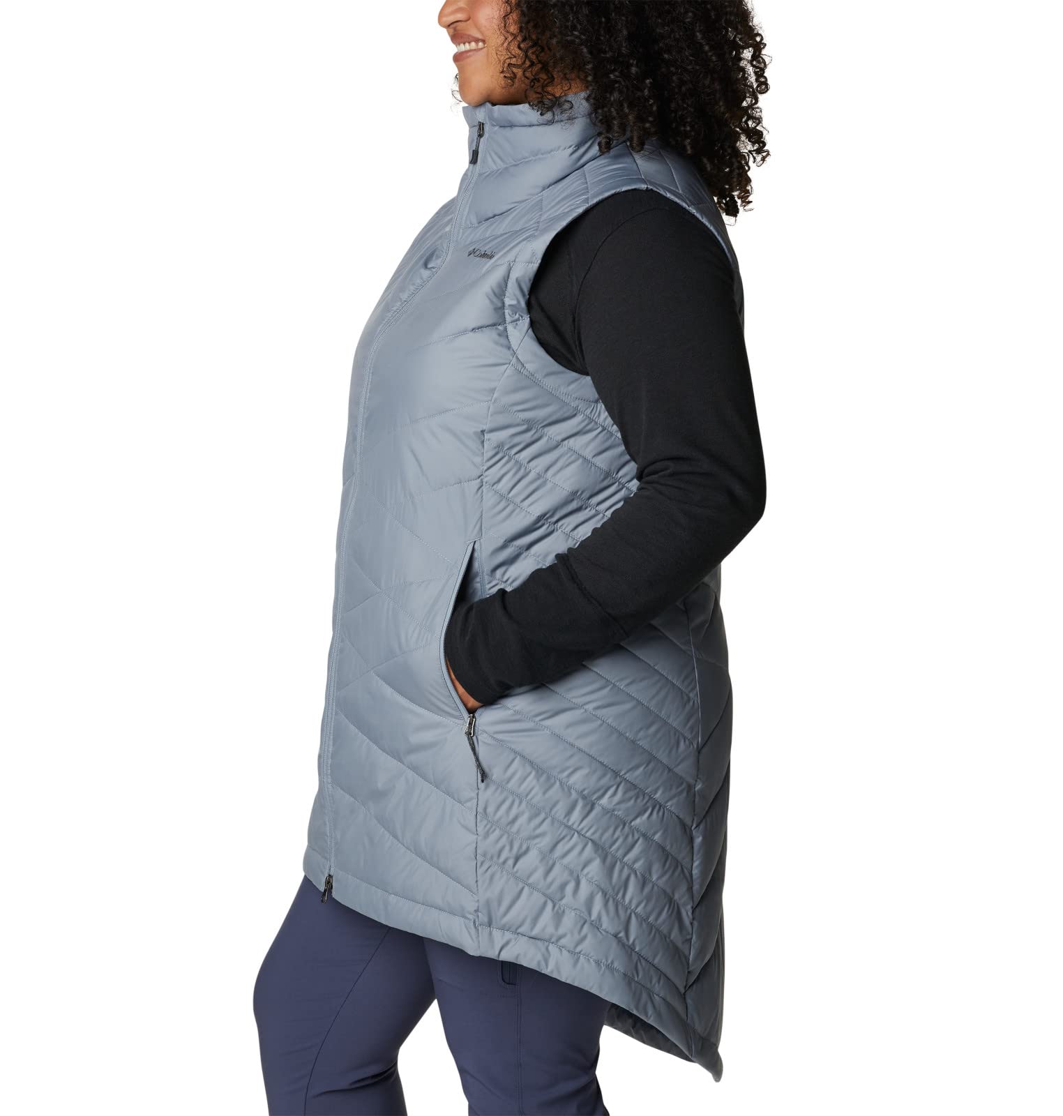 Columbia Women's Heavenly Long Vest, Trade Winds Grey, Small