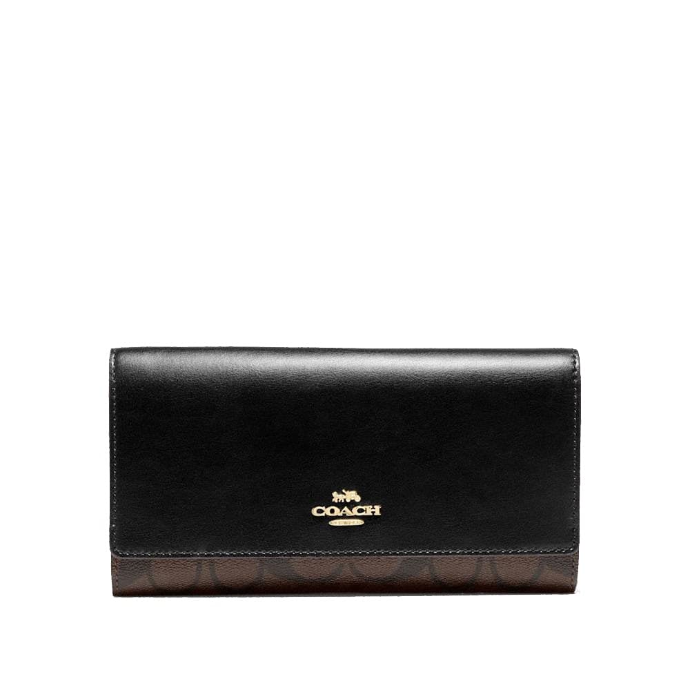 COACH TRIFOLD WALLET IN SIGNATURE CANVAS (COACH F88024) IM/BROWN/BLACK