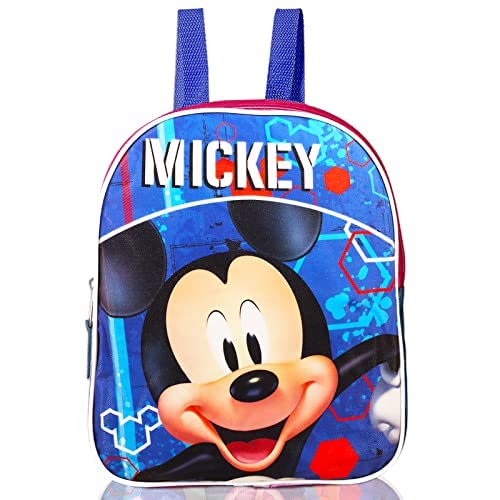 Mickey Mouse Mini Backpack and Drawstring Bag for Boys Set - Bundle with 11'' Mickey Mouse Mini Backpack, Drawstring Bag, Water Bottle, Stickers, More | Mickey Backpack Toddler