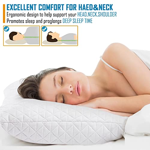 Shredded Memory Foam, Sleeping,Bed Pillows Queen Size Set of 2 Pack Cooling Adjustable,Good for Side and Back Sleeper with Washable Removable Bamboo Cover