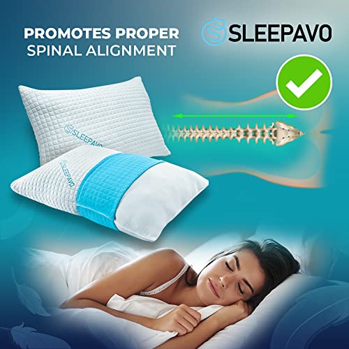 Shredded Memory Foam Pillows - Gel Pillow Queen Size Set of 2 - Bamboo Gel Cooling Memory Foam Pillows for Bed - Bed Pillows for Sleeping 2 Pack - Adjustable Queen Pillows 2 Pack - Medium Firm