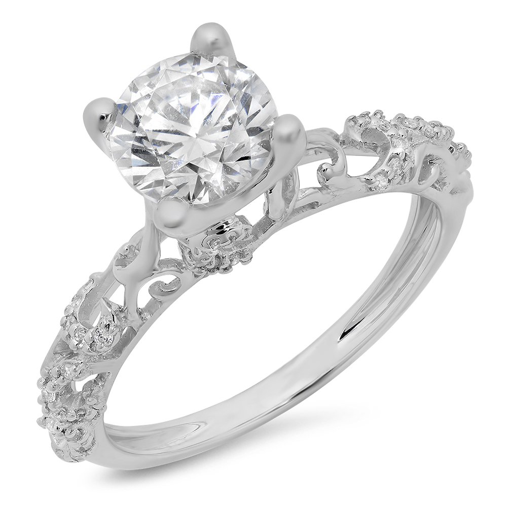 Dazzlingrock Collection Sterling Silver White Cubic Zirconia Split Shank Engagement Ring 2 1/2 CT, Size 7