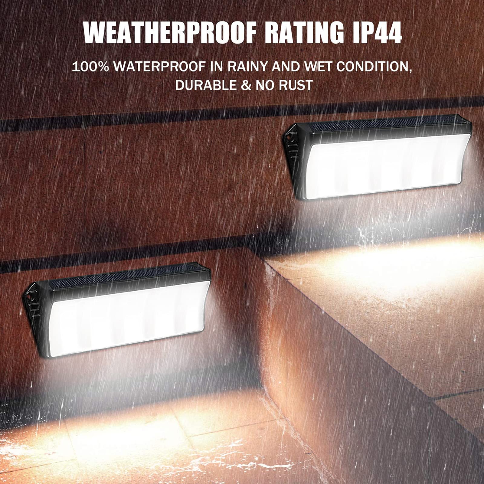 Solar Powered Deck Lights Solar Step Lights 6-Pack Wireless Waterproof Outdoor Stair Step Lights for Backyards Decks Driveway Fence Garden Garage Porch Pathway Patio Wall