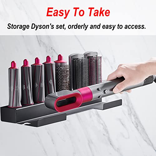 KEOQIANG Storage Holder for Airwrap Wall Mounted, Sturdy Curling Iron Accessories Rack Bracket with Adhesive, Suitable for Bathroom, Bedroom, Styling Room, Hair Salon, Black