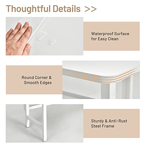 COSTWAY Folding Computer Desk, Simple Modern Writing Desk for Small Space, Space Saving Compact PC Laptop Study Workstation for Home Office, Easy Assembly, White