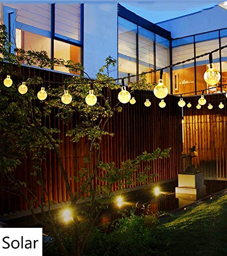 Solar String Lights Outdoor Crystal Ball Waterproof Globe String Lights 31ft 50LED Solar Powered Fairy Lighting for Garden Home Landscape Holiday Decorations (warm white) (warm white)