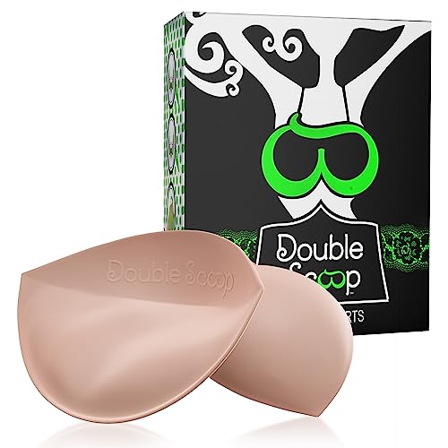 Double Scoop® Push Up Inserts w/Bonus Tape Sticky Strips, Instant Breast Implants, Replacement Bra Pads, Padded Bralette Hack, Breast Lift, Foam Bra Filler Insert, Bra Stuffer, Cup Size A/B (Nude)