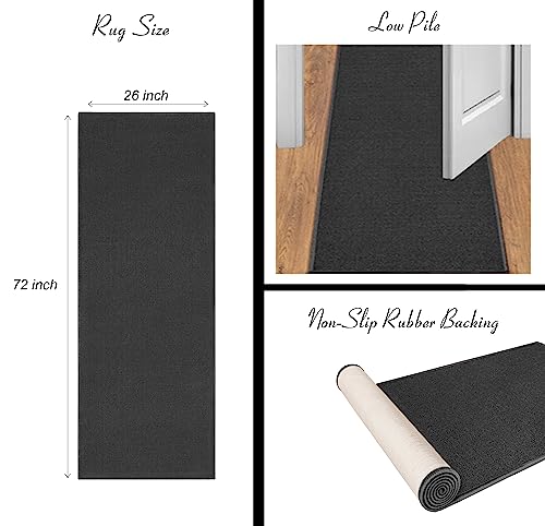 Machine Washable Modern Solid Design Non-Slip Rubberback 2x6 Traditional Runner Rug for Hallway, Kitchen, Bedroom, Living Room, 2'2" x 6', Red