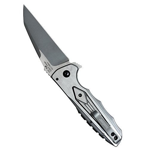 Kershaw Deadline Folding Pocket Knife (1087) 3.8 In. 8Cr13MoV Stainless Steel Blade with 2-Toned Handle, Features Reversible Deep Carry Clip and KVT Ball-Bearing Manual Opening System, 4.6 oz.,Grey, Small