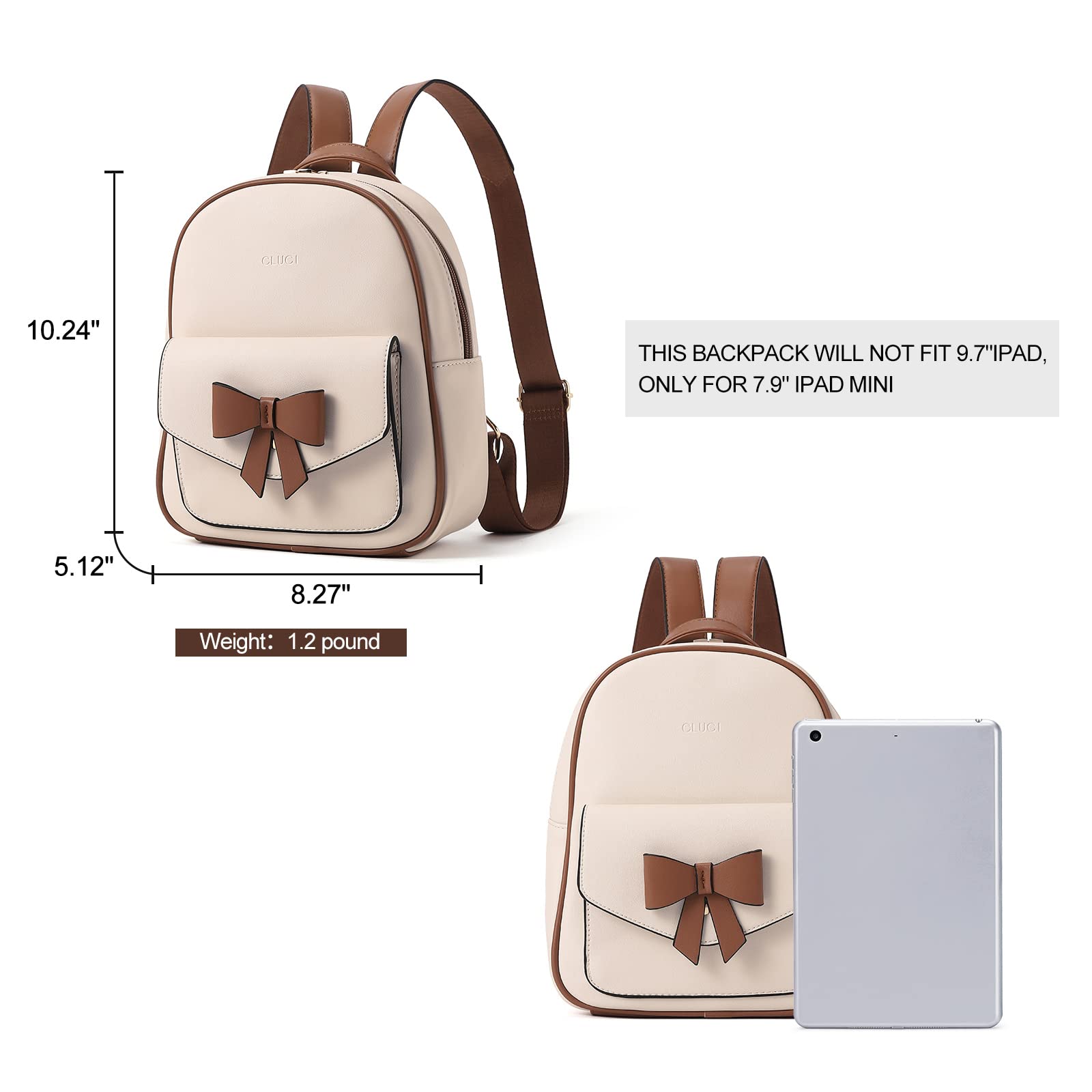 CLUCI Mini Backpack for Girls Cute Bowknot Small Leather Backpack Purse for Women Casual Daypack Purple