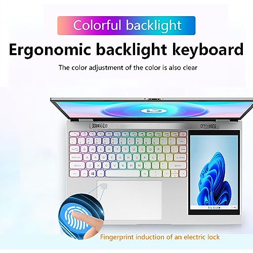 Double Screen Laptop, 1920x1080 15.6 Inch Business Laptop with 7 inch HD IPS Sub Screen, Fingerprint Recognition, Handwriting Touch, RGB Backlight Keyboard (16GB+2TB U.S.