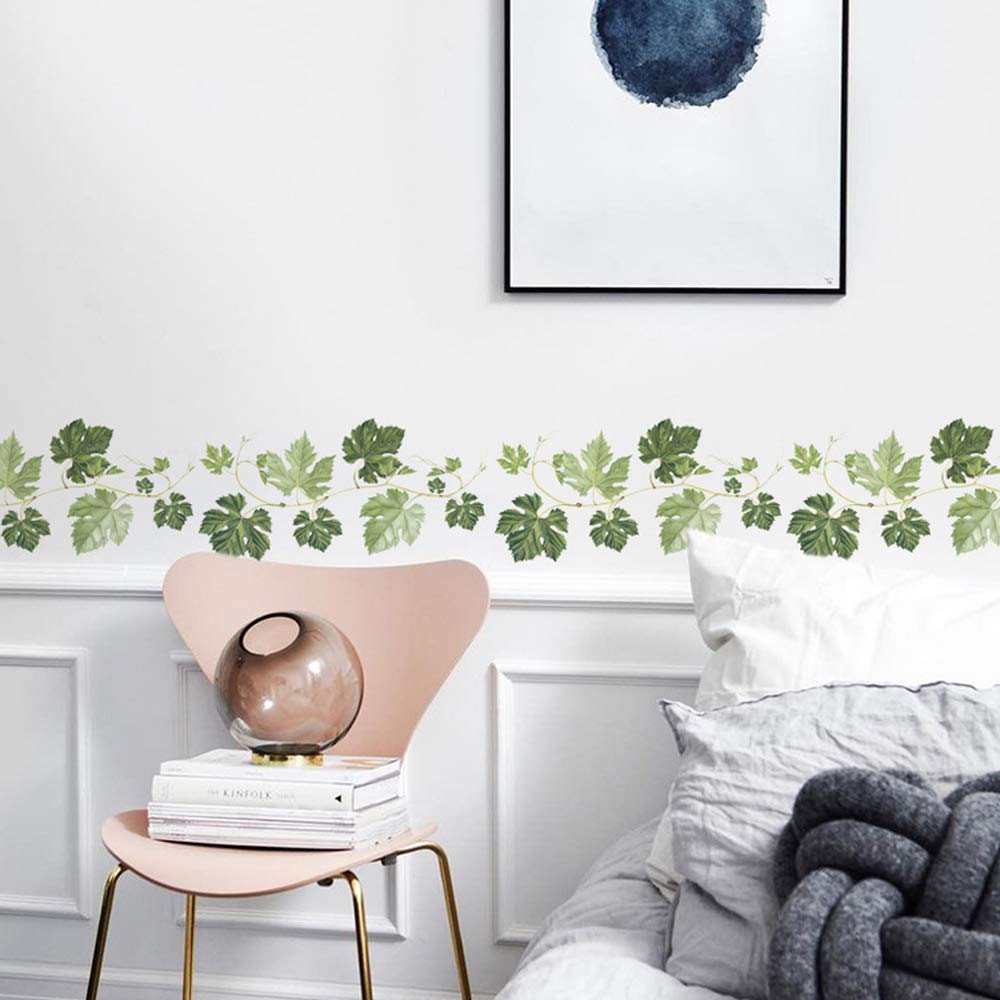 Evergreen Ivy Wall Decals Vines Border Wall Decor Stickers for Kitchen Living Room Decorations Set of 4 Sheets