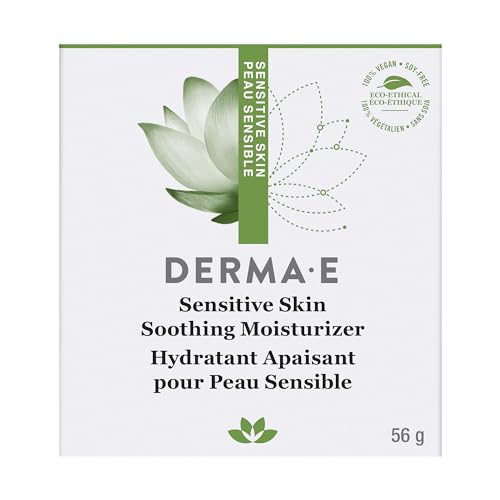DERMA-E Sensitive Skin Moisturizing Cream β Gentle, Unscented Daily Face Moisturizer β Soothing Facial Cream with Pycnogenol and Vitamins A, C and E - Reduces Redness and Irritation, 2 oz
