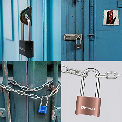 Disecu Heavy Duty 4 Digit Combination Lock 2.5 Inch Long Shackle Outdoor Waterproof Padlock for School Gym Locker, Gate, Hasp Storage, Toolbox, Fence, Case, Bike (Black, 2 Pack)