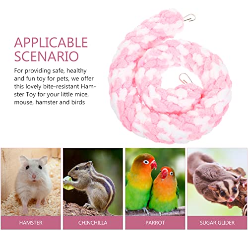 PATKAW Hamster Hanging Toy Rat Toys Bird Rope Perch Swing Toy for Cage Accessories Climbing Exercising Pink White