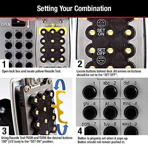 Master Lock Wall Mount Key Lock Box with Push Button for House Keys, Outdoor Key Safe with Combination Lock, 5 Key Capacity, 5423D , Black
