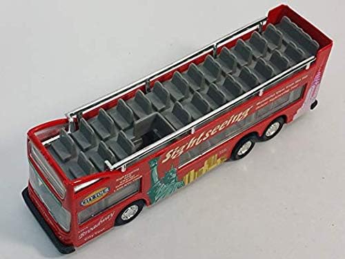 toywonders New York City NYC Double Decker NYC Sightseeing Double Decker Tour Bus Open Top Red 2168D 6 inch Diecast