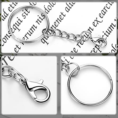 Sasylvia 100 Pcs Keychain Rings with Chain Key Chain Making Kit Include Split Key Ring with Chain, Open Jump Rings, Lobster Clasp, Keychain Ring for Crafts Jewelry Making Supplies, Silver
