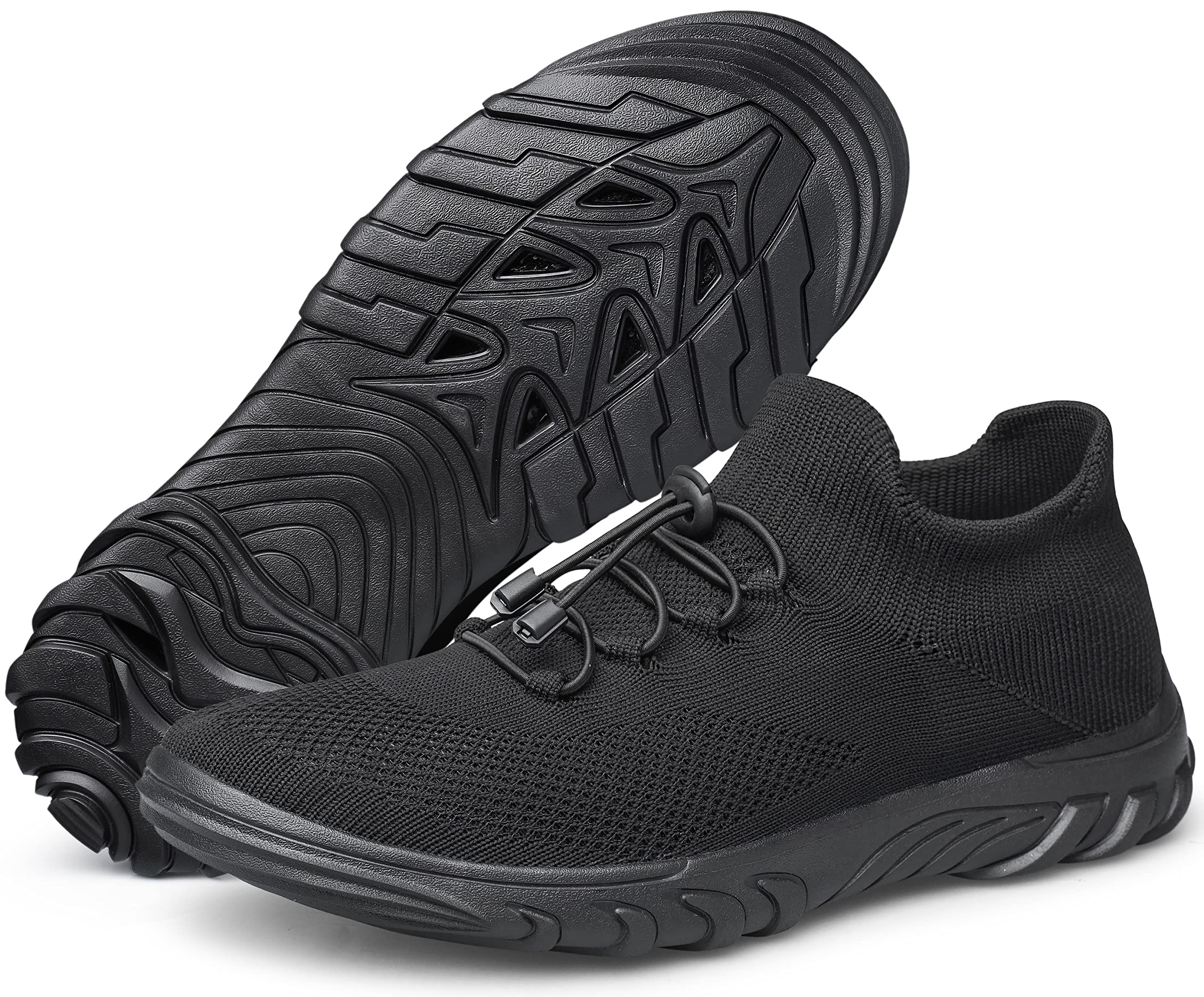 DOUSSPRT Womens Walking Shoes Slip On Hypersoft Sock Tennis Water Sneakers Fashion Casual Mesh Comfortable Athletic Breathable Running All Black Size 8.5