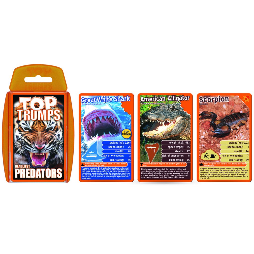Top Trumps Predators Top Trumps Classic Card Game, Learn facts about Killer Whales, Lions and Scorpions in this educational pack, great gift for aged 6 plus