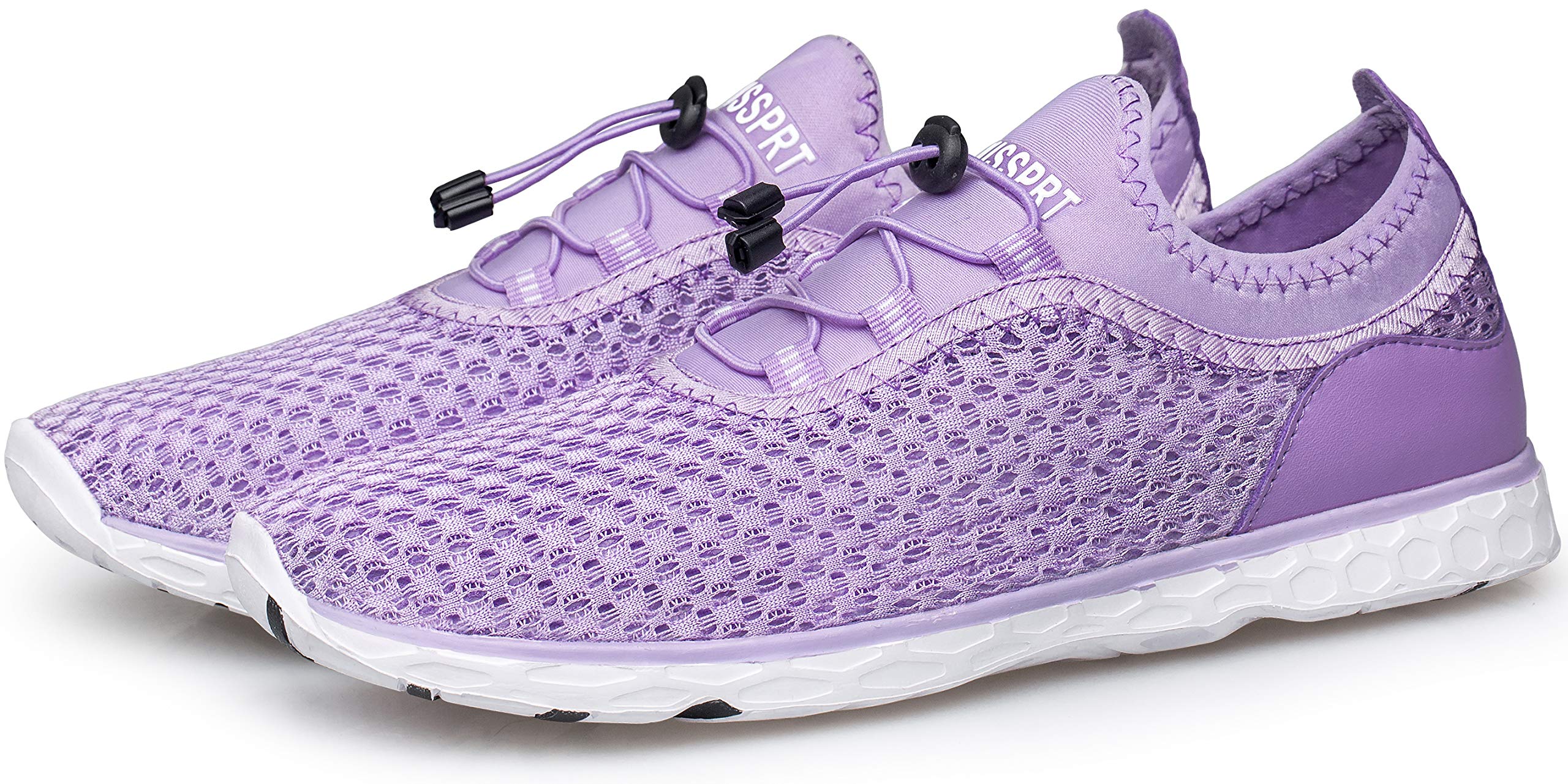 DOUSSPRT Womens Water Shoes Quick Drying Sports Aqua Walking Beach Sneaker for Hiking Diving Boating Kayaking Swimming Surf Purple US Size 7