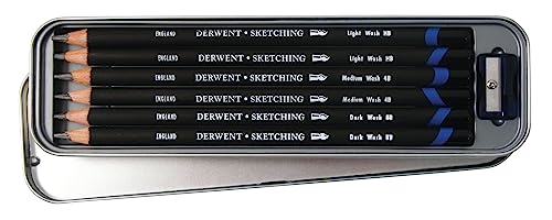 Derwent Watersoluble Sketching Pencils, Metal Tin, 6 Count (0700837)