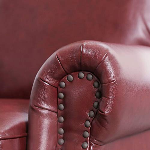 Darby Home Co Modern Style Faux Leather Upholstery Manual Pushback Recliner (Red Faux Leather)