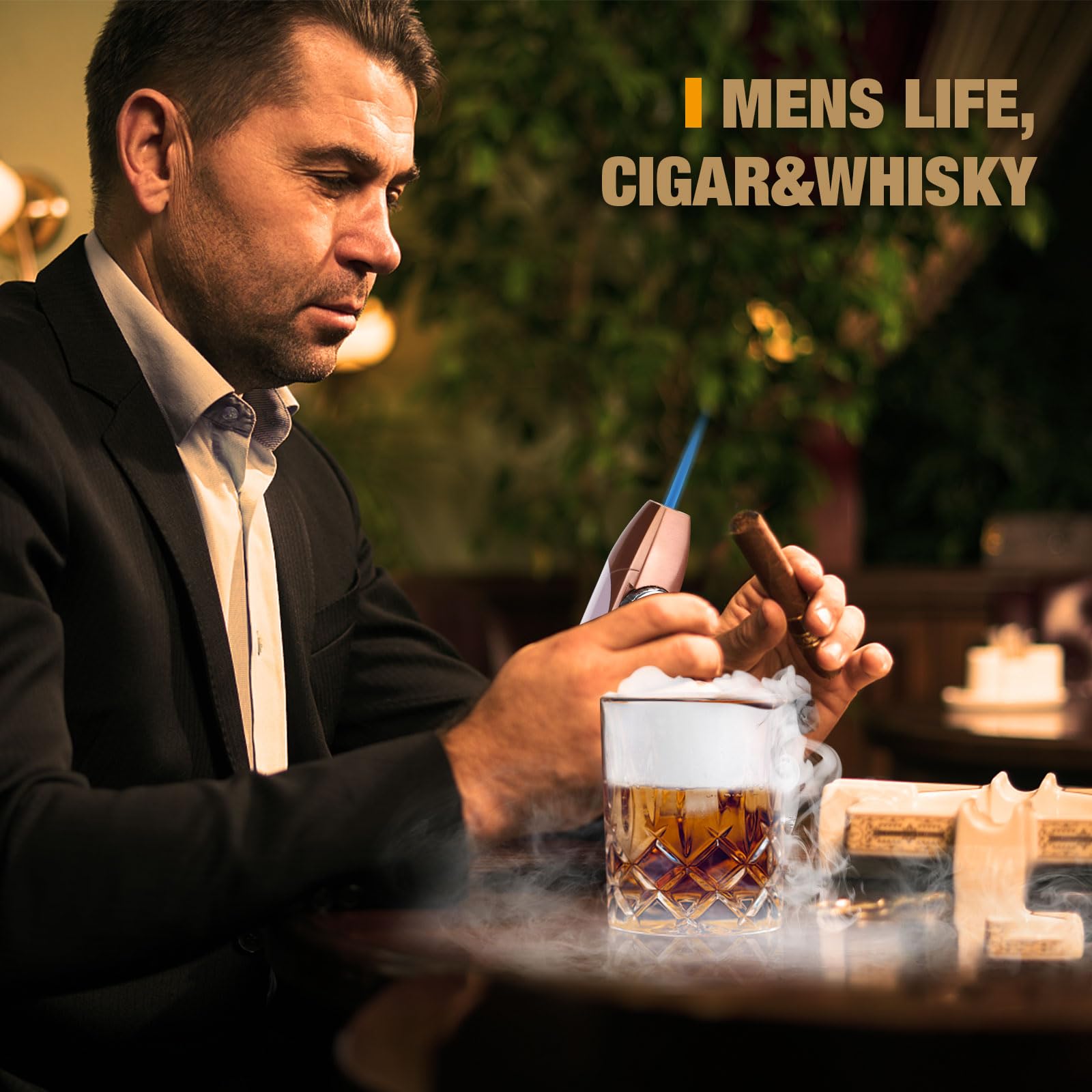 Cocktail Smoker Kit with 2 Torch, Old Fashioned Cocktail Kit with 4 Flavors Wood Chips, Bourbon Drink Smoker Infuser Kit, Whiskey Smoker Kit For Your Friends, Husband, Dad As Gift(No Butane)