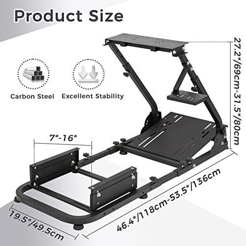Dardoo Gaming Simulator Cockpit Square Tube Racing Steering Wheel Stand Compatible with Logitech G25 G27 G29 G920 G923, Thrustmaster PC PS4 Xbox without Steering Wheel, Pedal, Handbrake and Seat