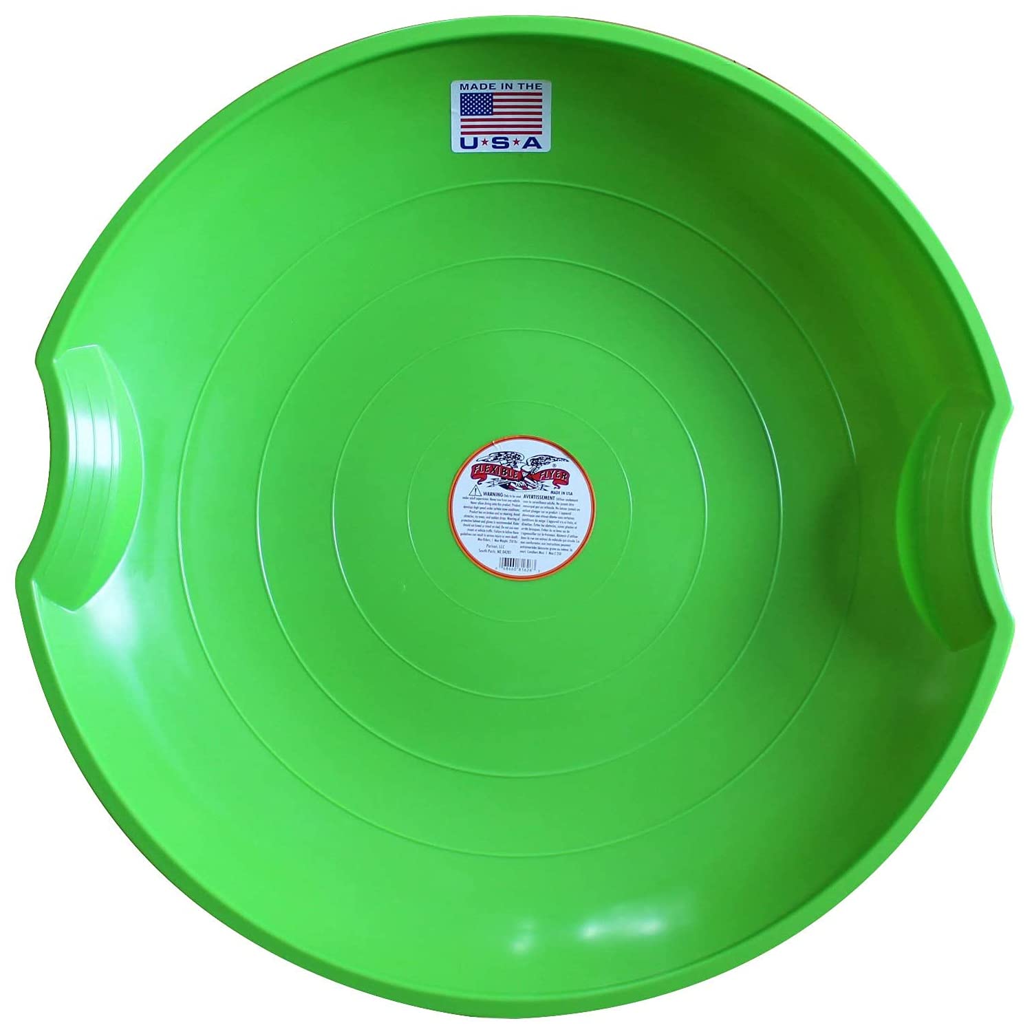 Flexible Flyer Paricon 626-G Round Flying Saucer Disc Racer Polyethylene Snow Sled Toboggan, for Ages 4 and Up, 26 Inch Diameter, Green (2 Pack)