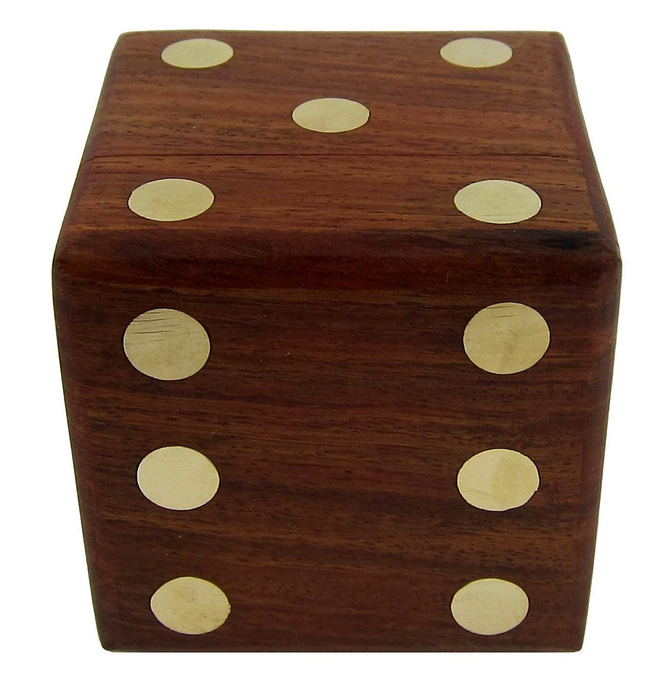 TOSQP27 Gift 5 Dice Box Set Classic Rolling Game Family Group Wooden Square Storage Case with Dice Handmade