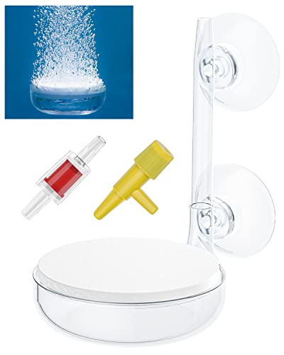 Pawfly Aquarium Air Stone Disc, 1 Inch Small Fish Tank Bubble Stone Kit Ultra-High Dissolved Oxygen Diffuser Bubbler with Accessories for Nano Air Pumps Small Buckets and Fish Tanks