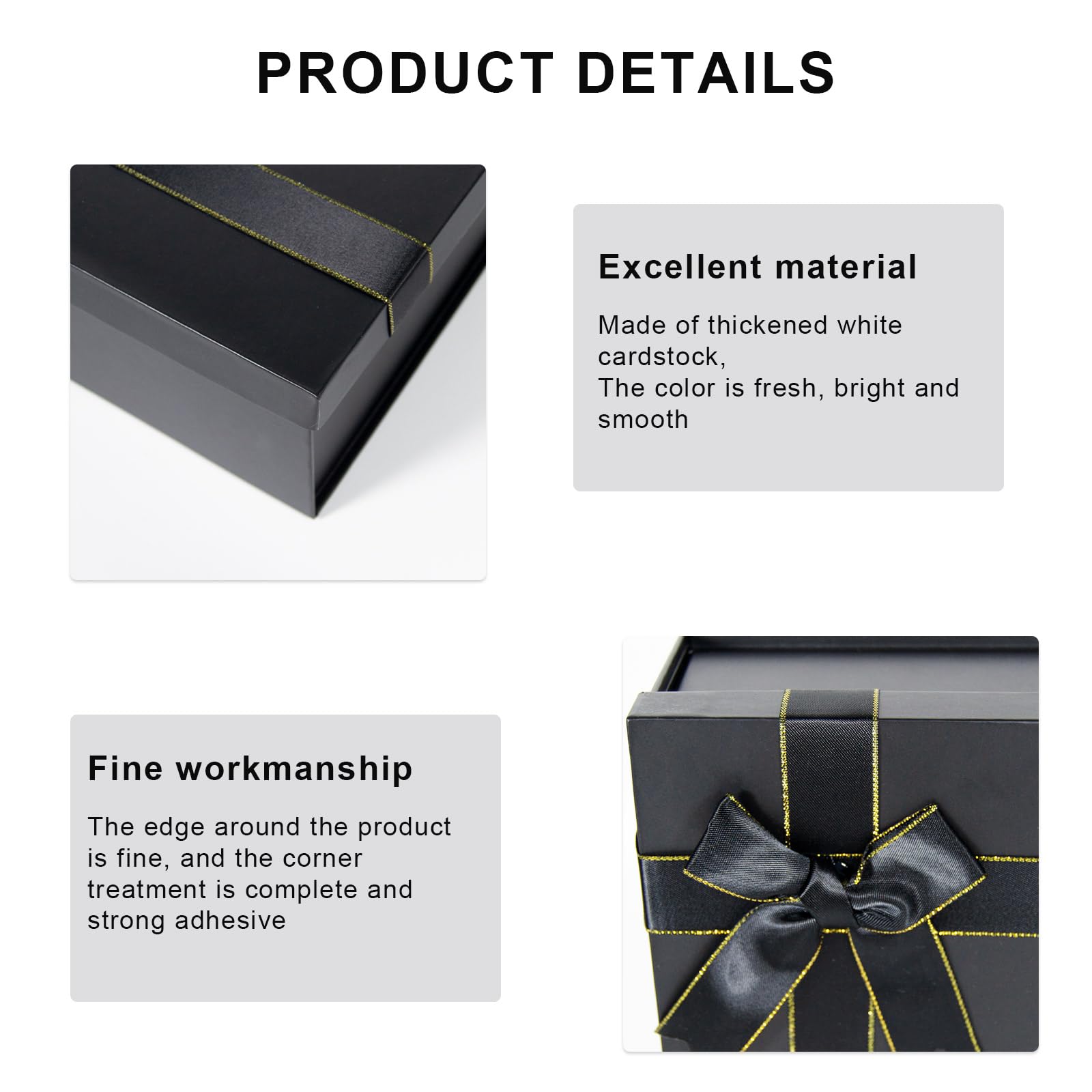 DAWNTREES Black Gift box with Lid,8.86"x6.3"x3.35",Gift Packaging Box with Greeting Cards