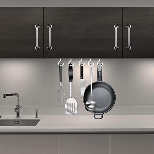 QEZEZA 10 Packs of Vinyl Coated Ceiling Hooks, Plant Hooks, Kitchen Hooks, Hanging Hooks, Kitchen Hooks for Indoor and Outdoor use, 2.9-inch Silver Spiral Hooks, (White)