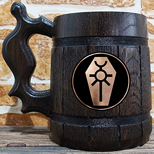 Necrons Beer Mug, Wooden Beer Stein, Gamer Gift, Personalized Beer Stein, 40K Tankard, Custom Gift for Men, Gift for Him