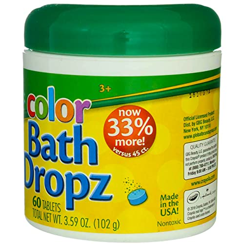 Crayola Color Bath Dropz 60 Tablets 3.59 Ounce Jar (6 Pack)