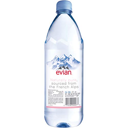evian Natural Spring Water, PH Balanced with Natural Electrolytes, 33.8fl oz./1L Bottles (pack of 12)