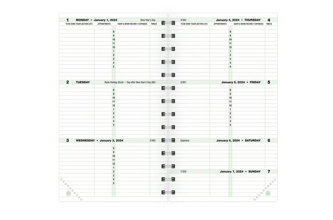 Day-Timer 2024 Two Page Per Week Planner Refill, Wirebound, Compact Size, 3" x 5"