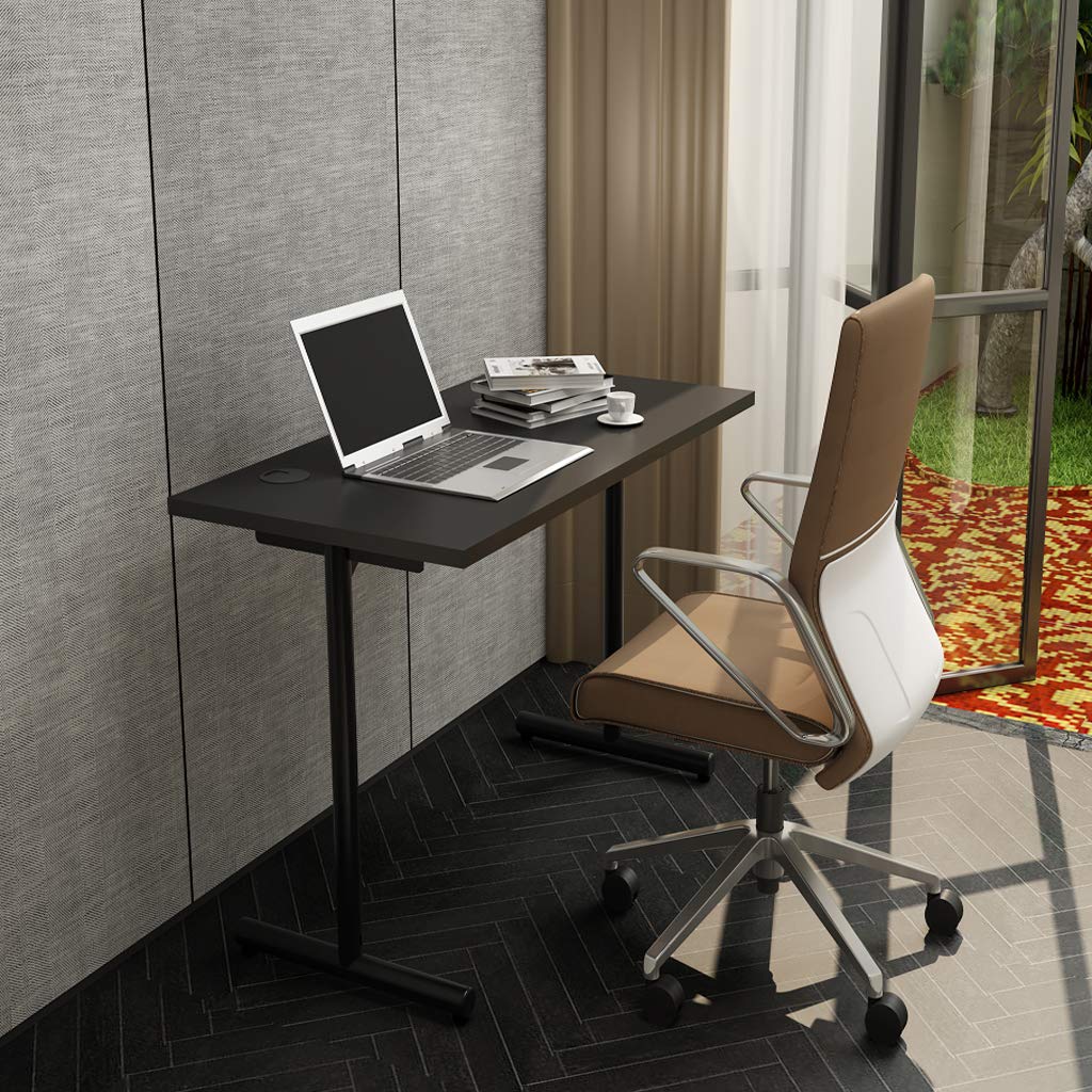 Computer Gaming Desk 48 x 24 Inch Melamine Rectangle Home Office Desk (Black)