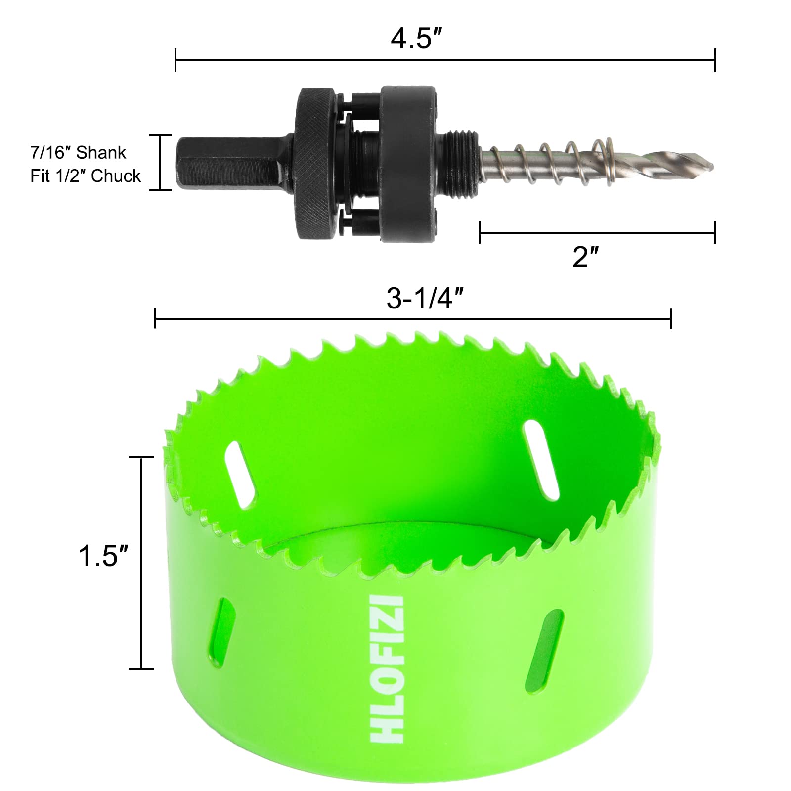 HLOFIZI 3-1/4 Inch Hole Saw Bi-Metal for Wood Metal Plastic with Arbor, Green