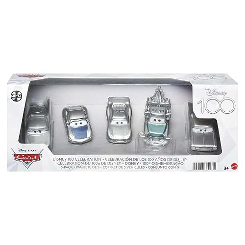 Mattel Disney and Pixar Cars Set of 5 Collectible Character Toy Cars & Trucks Inspired by Disney's 100 Years of Wonder