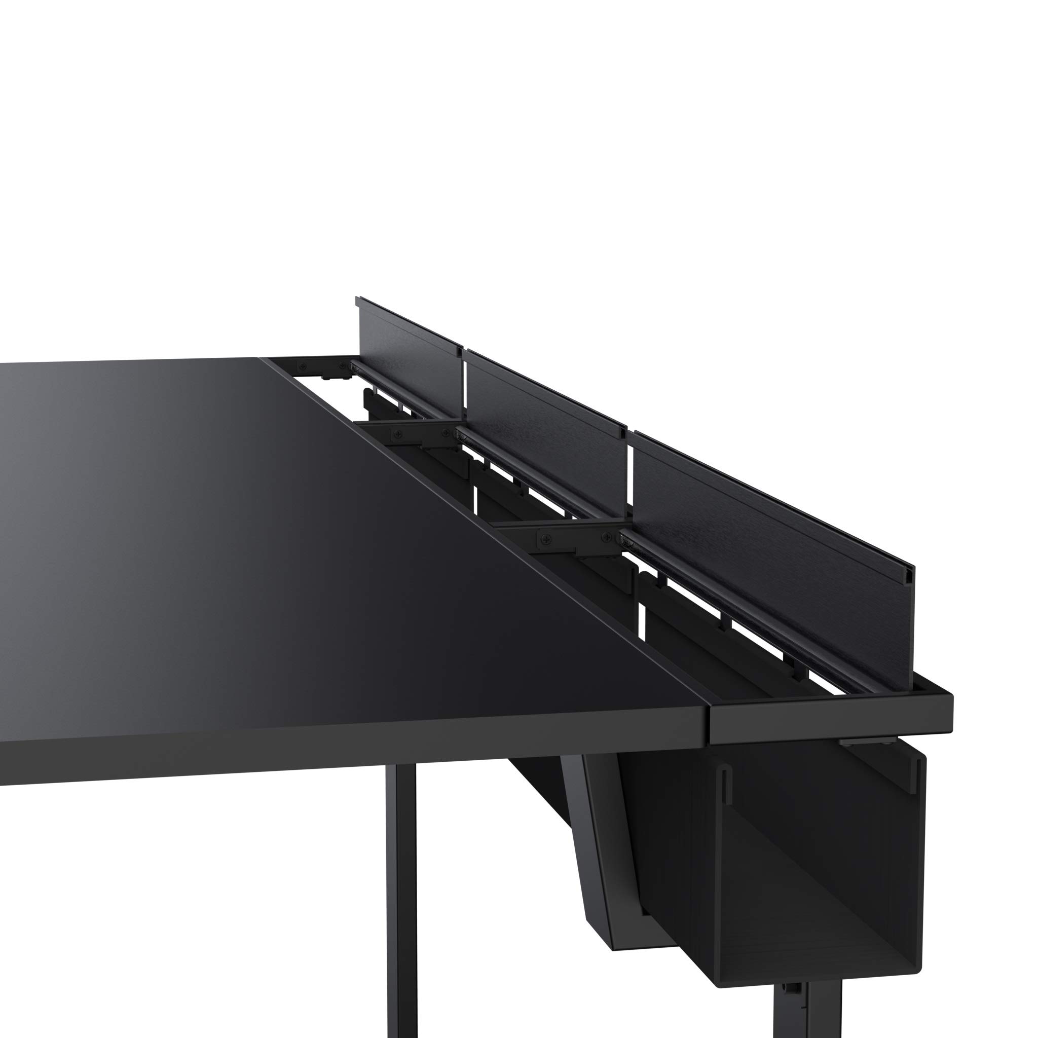 DEZCTOP Bifrost 63W x 28D Gaming PC Computer Desk, Large Workstation for Gamers or Home Office with Reserved Space for Headset/Cup Holders, Cable Management, Stainless Steel Frame (Black) (Black)